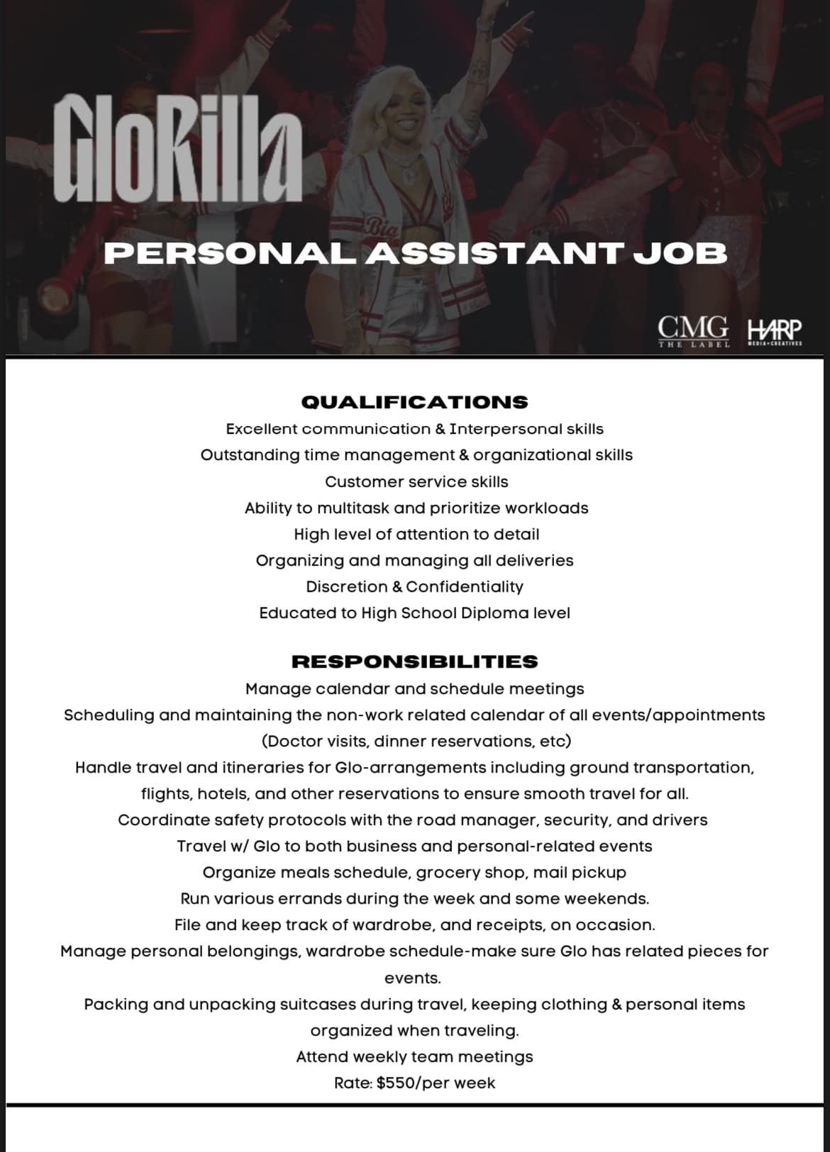 Glorilla Faces Backlash After Posting Personal Assistant Job For $550 a ...